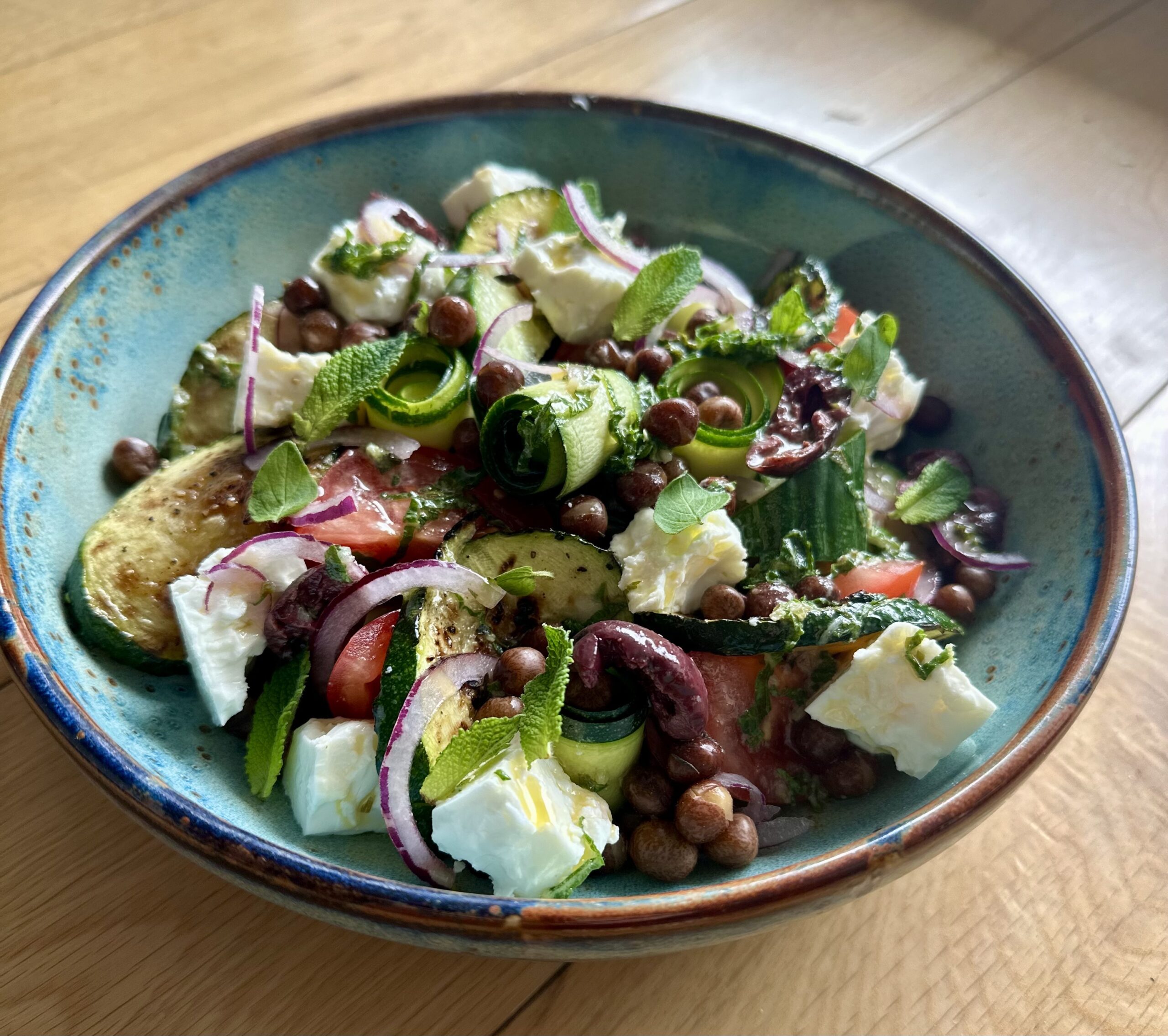 Carlin Pea Summer Salad with Charred Courgette, Feta & Lemon- Oregano ...